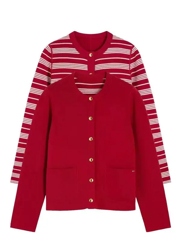 Tommy Hilfiger Reversible Striped Cardigan - Red