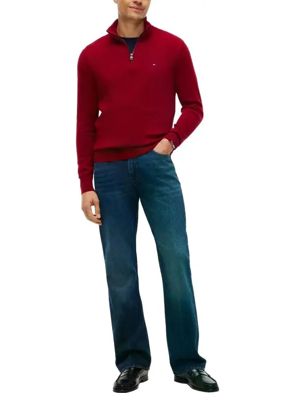 Tommy Hilfiger Quarter-zip Embroidered Sweater - Red