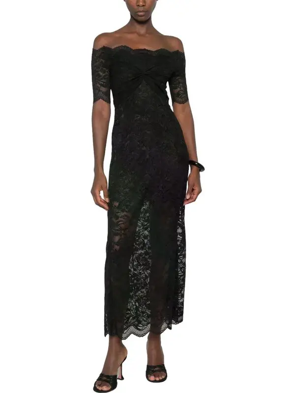 Rabanne Off-the-shoulder Lace Maxi Dress - Black