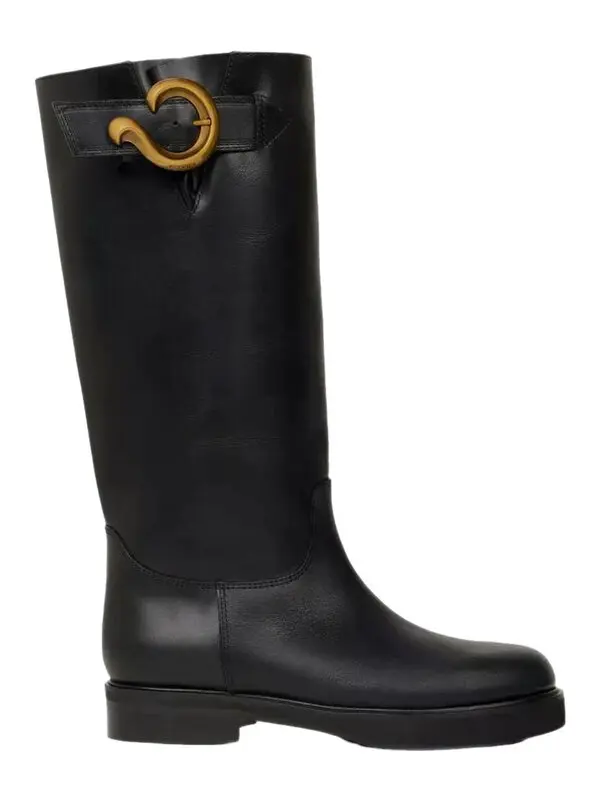 Etro Leather Boots With Paisley Buckle - Black