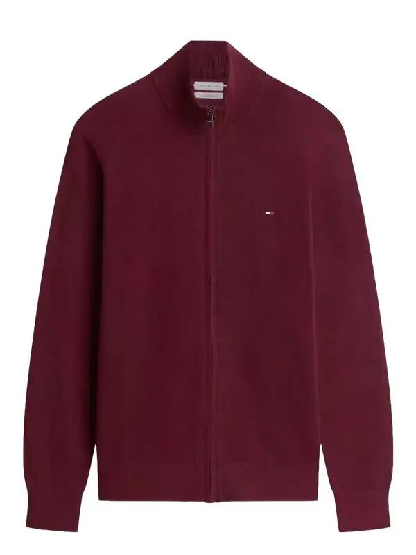 Tommy Hilfiger Logo-embroidered Zip-up Cardigan - Red