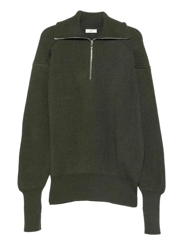 RIER Half-zip Ribbed-knit Sweater - Green