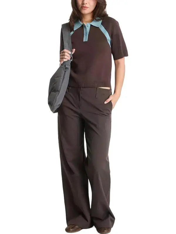 SAMSOE SAMSOE Raglan Sleeve Polo Shirt - Brown