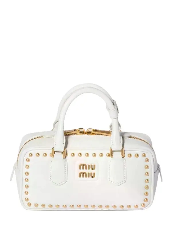 Miu Miu Arcadie Studded Leather Bag - White
