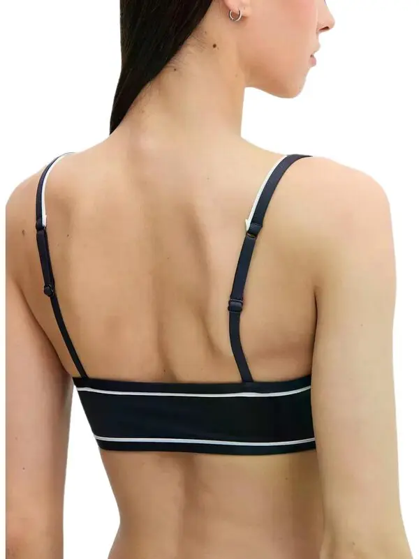 Lacoste Piped Trim Logo-patch Bikini Top - Blue