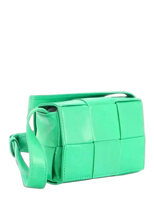 Bottega Veneta Cassette Maxi Intrecciato Leather Crossbody Bag - Green