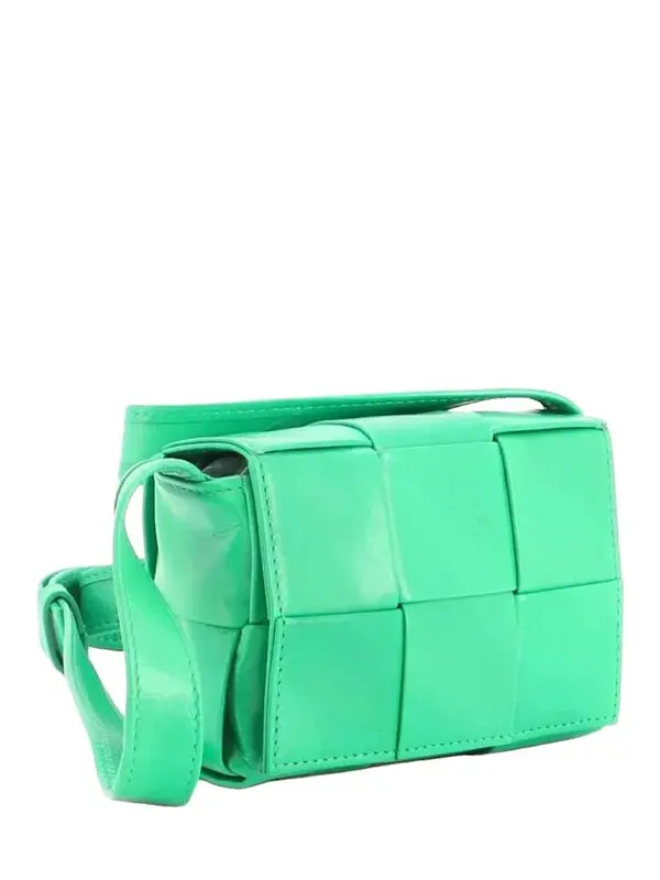 Bottega Veneta Cassette Maxi Intrecciato Leather Candy Crossbody Bag - Green