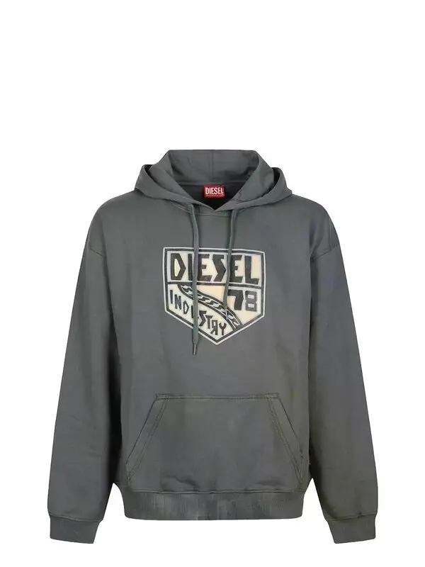 DIESEL® Logo-print Drawstring Hoodie - Grey