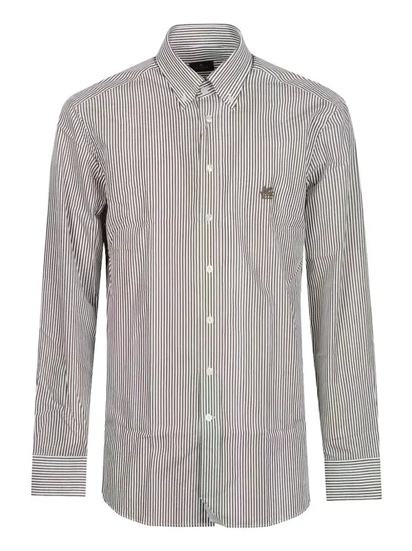 Etro Striped Embroidered-logo Shirt - White