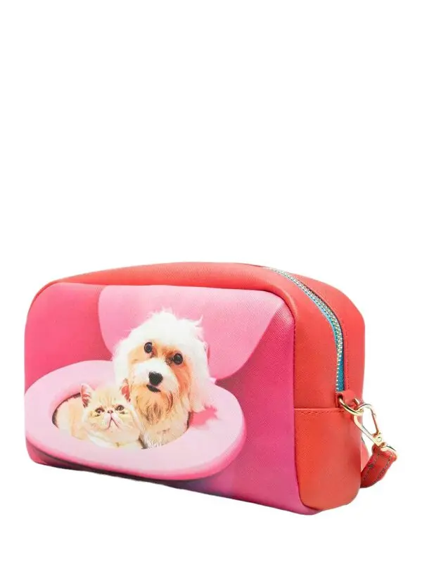 SELETTI Toiletpaper Cat-and-dog Print Makeup Bag - Pink