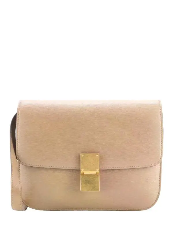 Celine Classic Box Bag Grainy Leather Medium Crossbody Bag - Brown