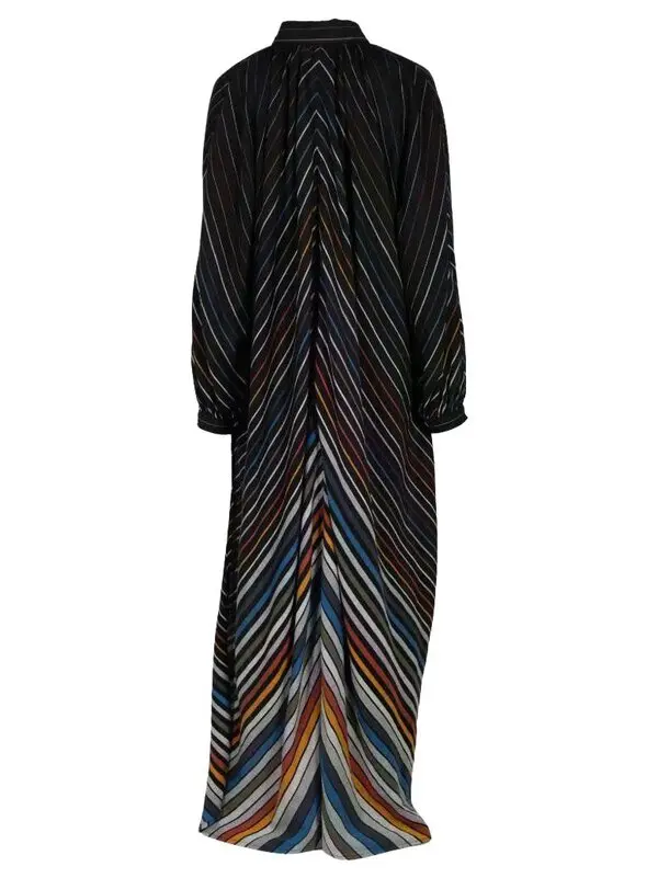 MARRAKSHI LIFE Striped Long-sleeve Maxi Dress - Black