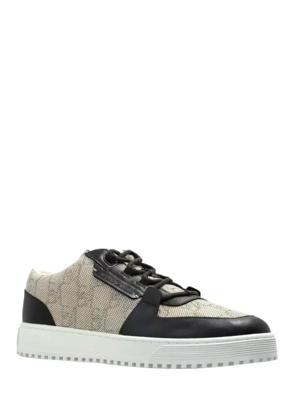 Emporio Armani Monogram Print Panelled Lace-up Sneakers - Neutrals