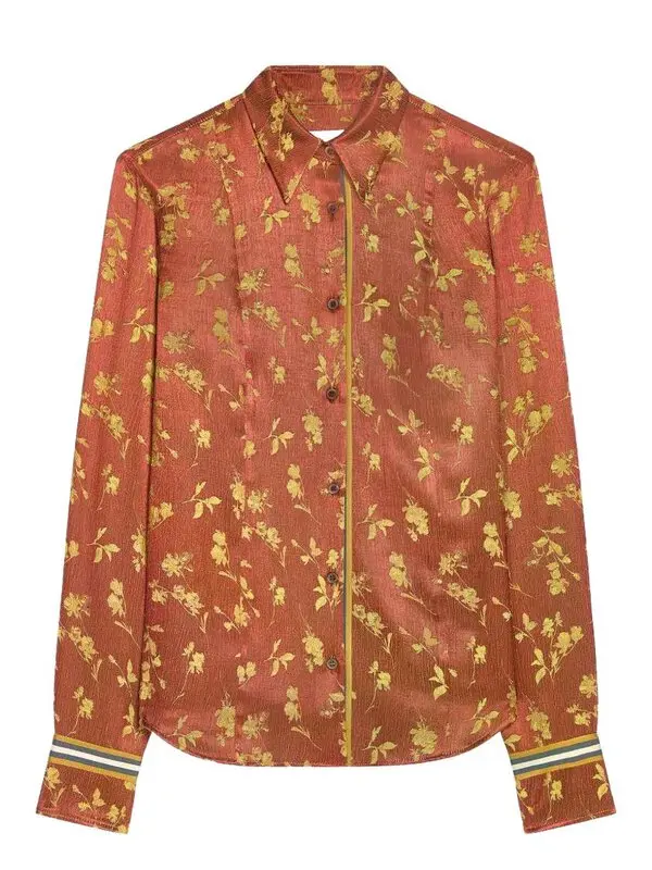 Dries Van Noten Floral Double-dye Jacquard Shirt - Orange