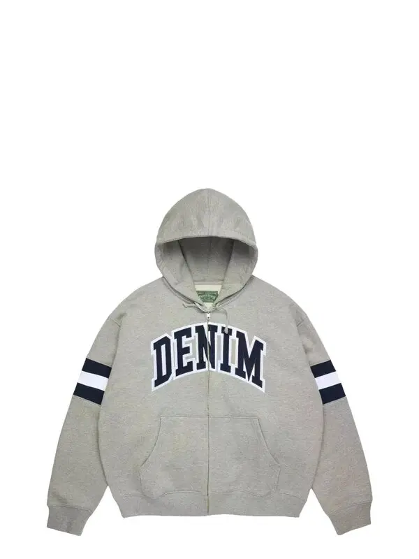 DENIM TEARS Logo-appliqué Zip-up Hoodie - Grey