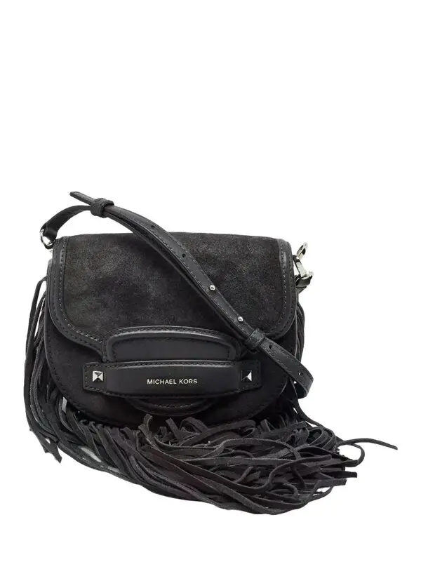 Michael Kors Fringed Leather Mini Crossbody Bag - Black