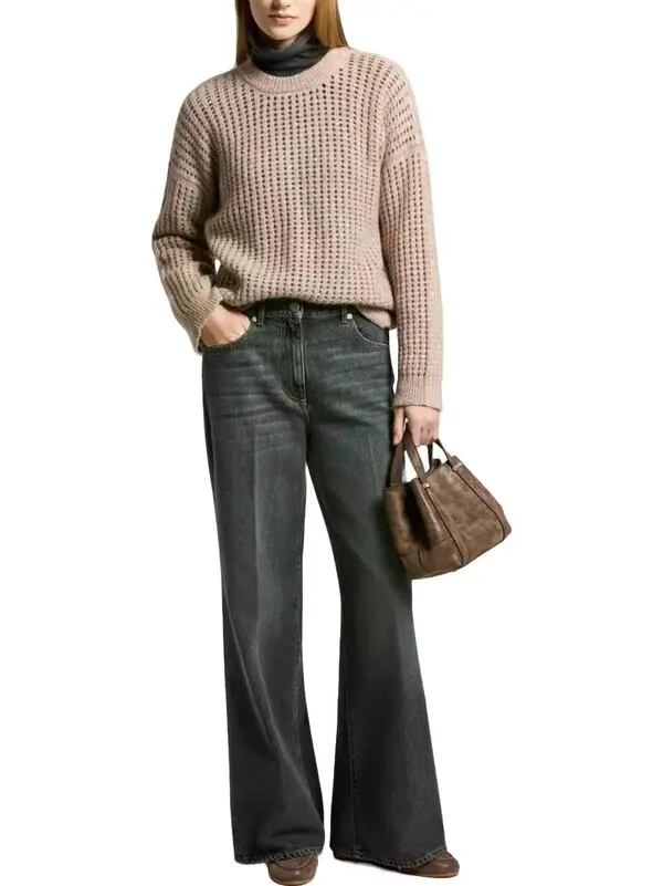 Peserico Sequin-embellished Open-knit Sweater - Neutrals