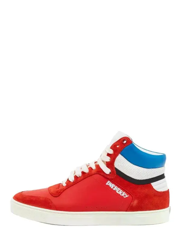 Burberry Paneled High-top Sneakers - Red