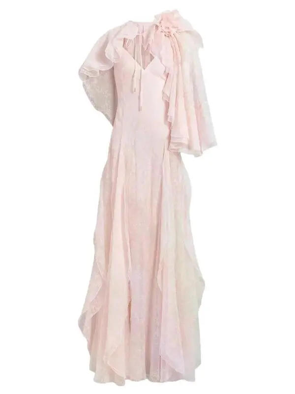 Alberta Ferretti Floral-lace Maxi Dress - Pink