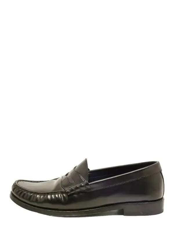 Celine Leather Penny Strap Loafers - Black