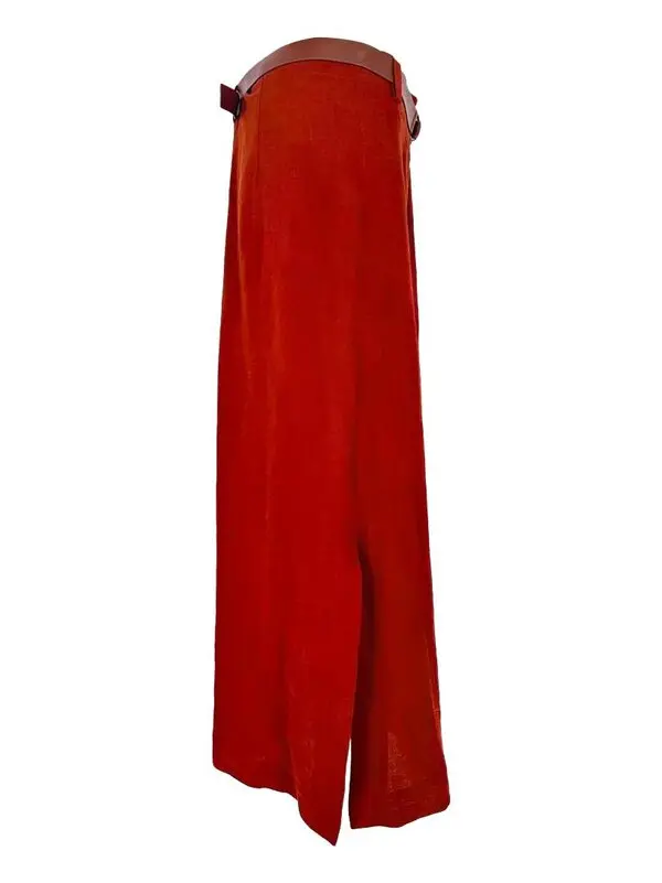 Max Mara Belted Wool Skirt - Red