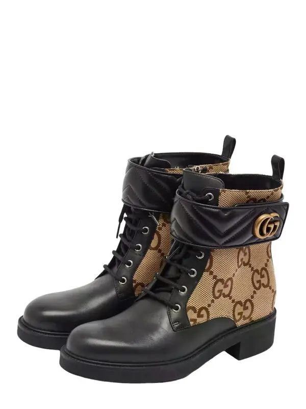 Gucci Matelassé Gg Combat Boots - Black