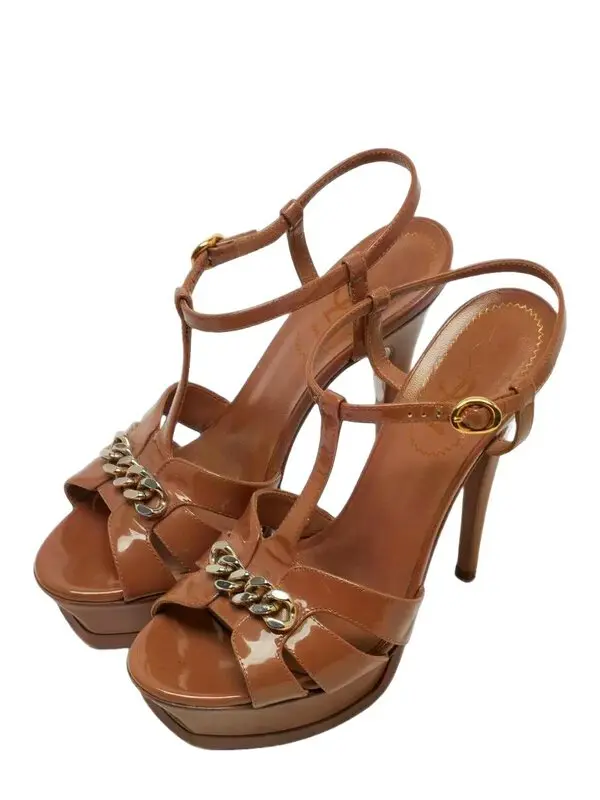 Saint Laurent Tribute Chain-link Platform Sandals - Brown