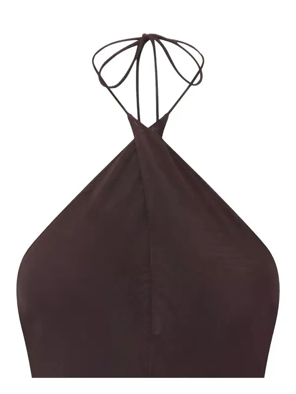 Alex Perry Cross-tie Halterneck Bodysuit - Brown