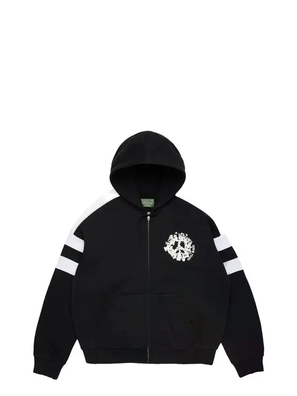 DENIM TEARS Denim U Paneled Zip-up Hoodie - Black