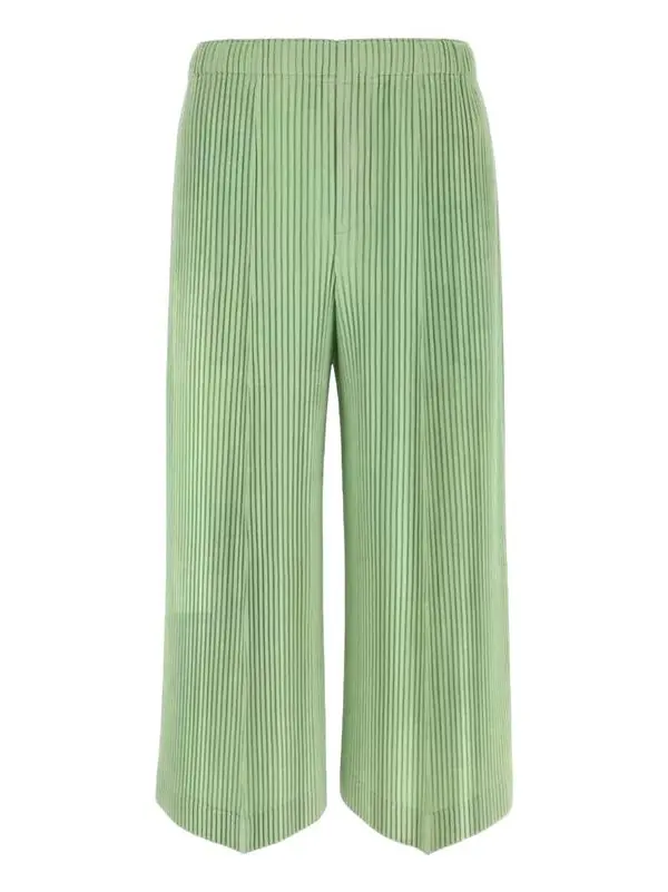 Issey Miyake Pleated Cropped Trousers - Green