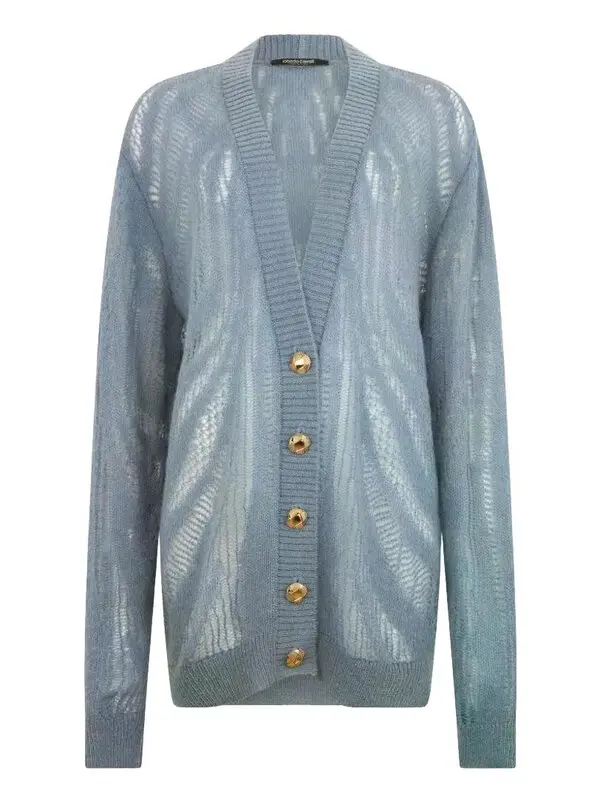 Roberto Cavalli Open-knit Cardigan - Blue