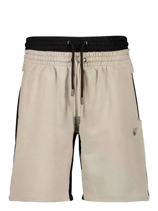 Off-White Cotton Sweatshorts With Arrow Motif - Neutrals