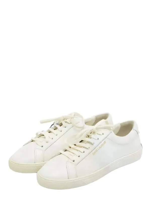 Saint Laurent Andy Calf Leather Lace Up Sneakers - White