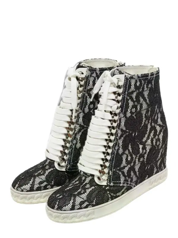 Casadei Lace Wedge Sneakers - Black