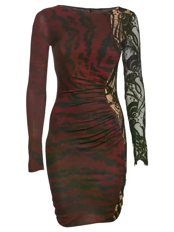 Emilio Pucci Printed Lace-trim Dress - Red