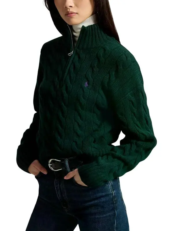 Polo Ralph Lauren Cable Knit Quarter-zip Sweater - Green