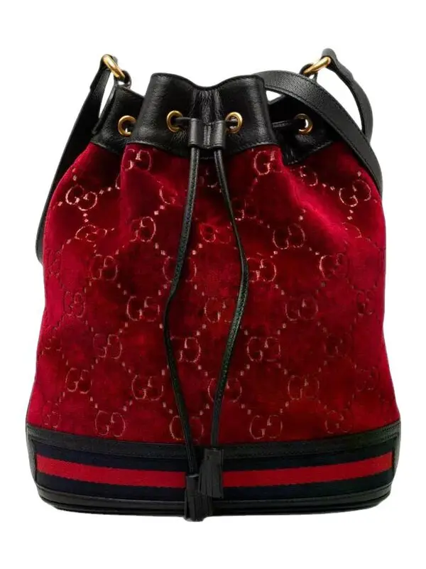 Gucci 2000-2015 Gg Velvet Web Bucket Bag - Red