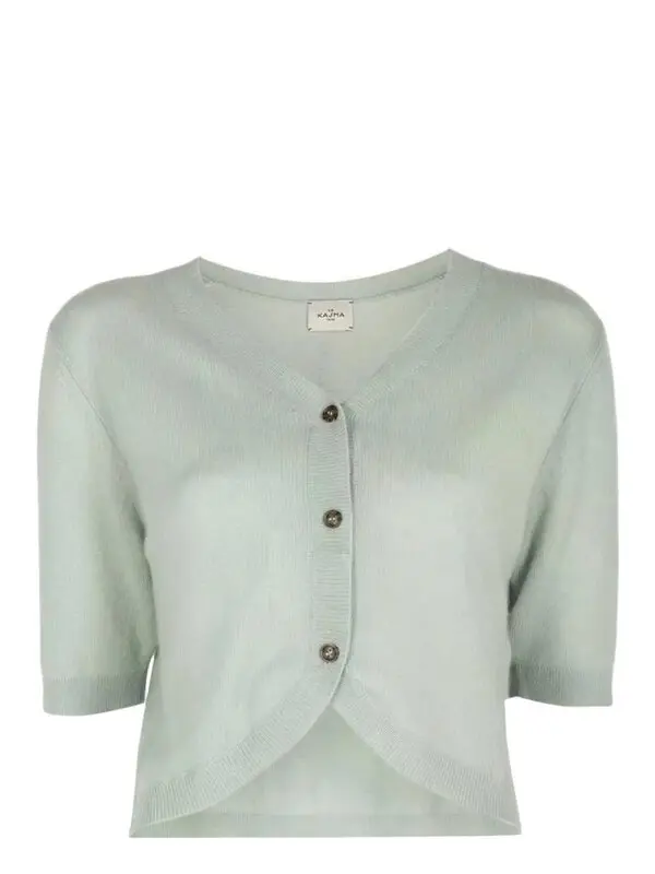 Le Kasha Cropped Short-sleeve Cardigan - Green