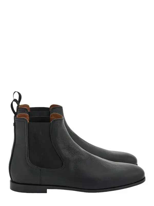 FERRAGAMO Grained Leather Ankle Boots - Black