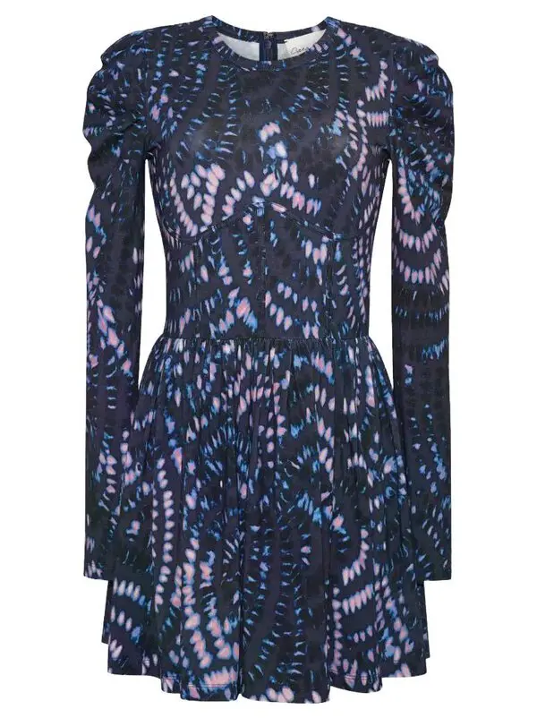 Cara Cara Moonrise Puff-sleeve Mini Dress - Blue