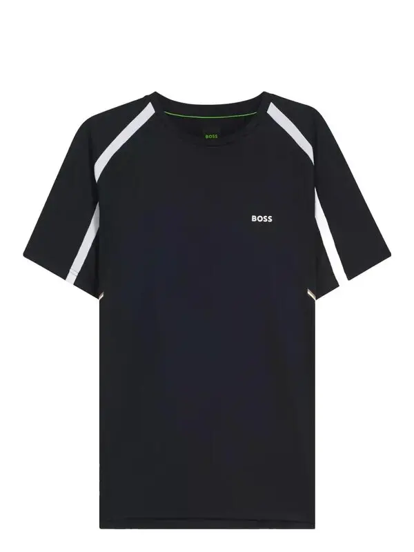 BOSS Slim Fit Crewneck T-shirt With Logo Print - Blue