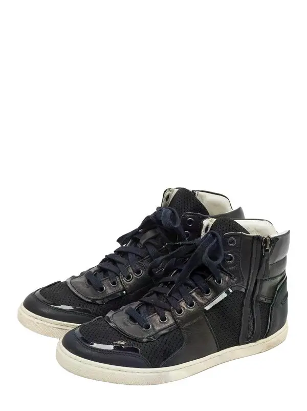 LANVIN Leather & Mesh Hi-top Sneakers - Black