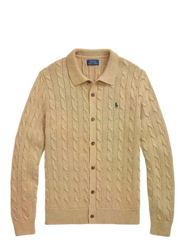 Polo Ralph Lauren Cable-knit Cotton Cardigan With Embroidered Pony - Neutrals