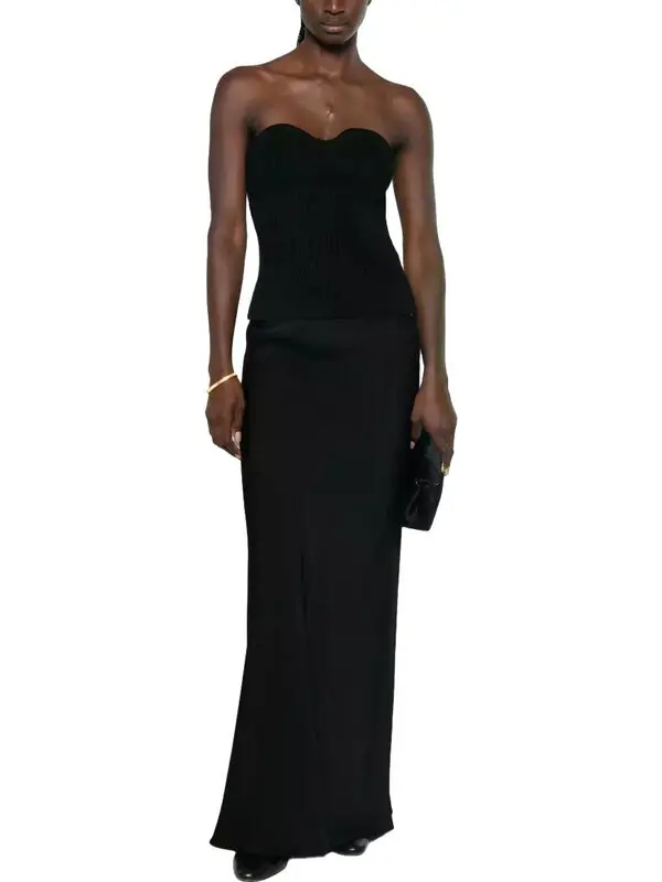 JIL SANDER Ribbed Knit Strapless Sweetheart Top - Black