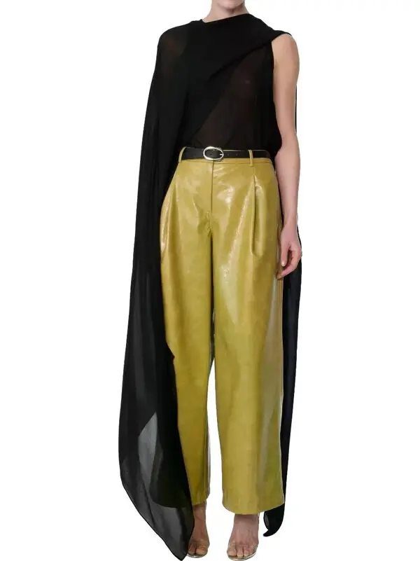 TOCCIN Asymmetric Neck Sleeveless Draped Top - Black