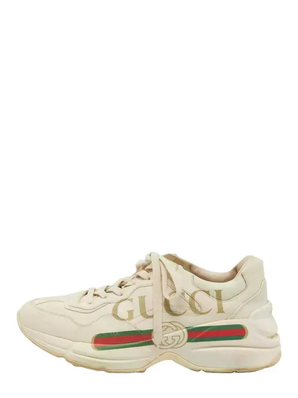 Gucci Rhyton Logo Leather Low-top Sneakers - Neutrals
