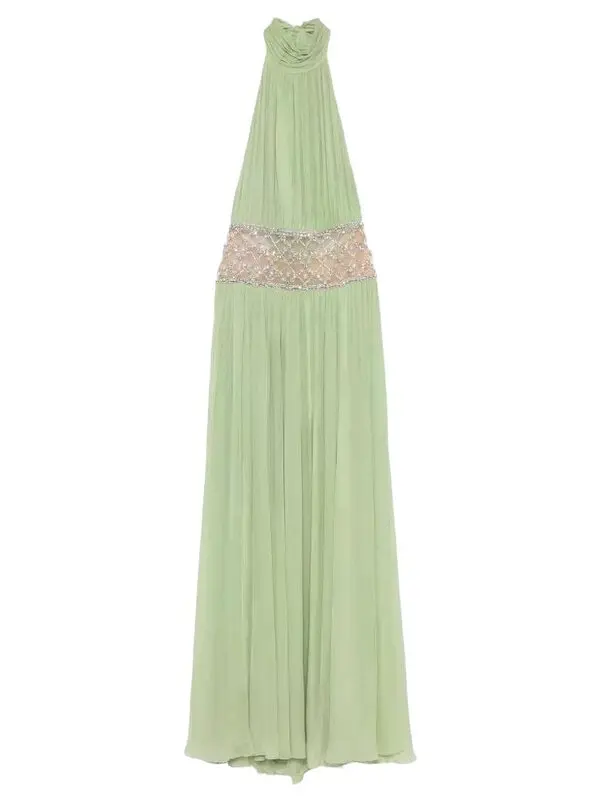 Retrofete Kreeli Crystal-embellished Halterneck Maxi Dress - Green