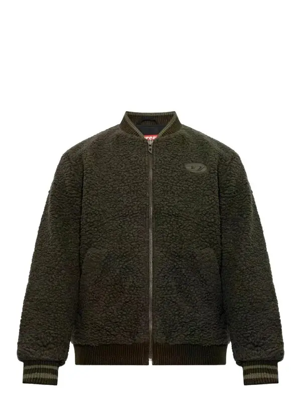DIESEL® S-reds Fleece Bomber Jacket With Logo Patch - Green