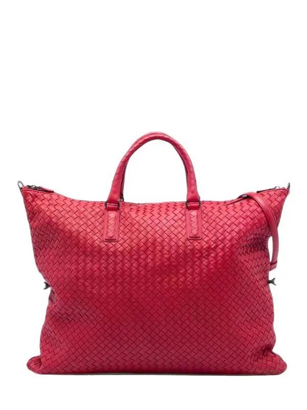 Bottega Veneta Maxi Nappa Intrecciato Convertible Tote Travel Bag - Red