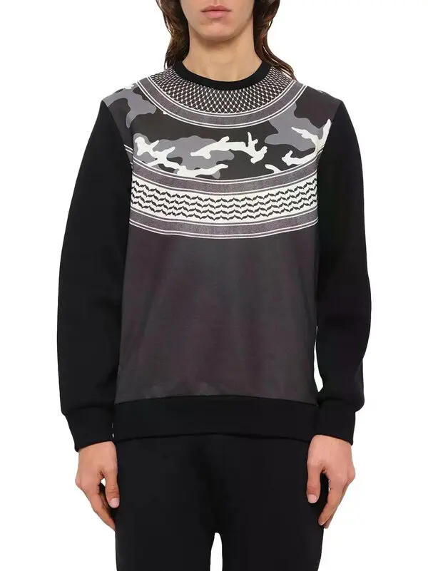 Neil Barrett Camouflage Print Crew Neck Sweatshirt - Black